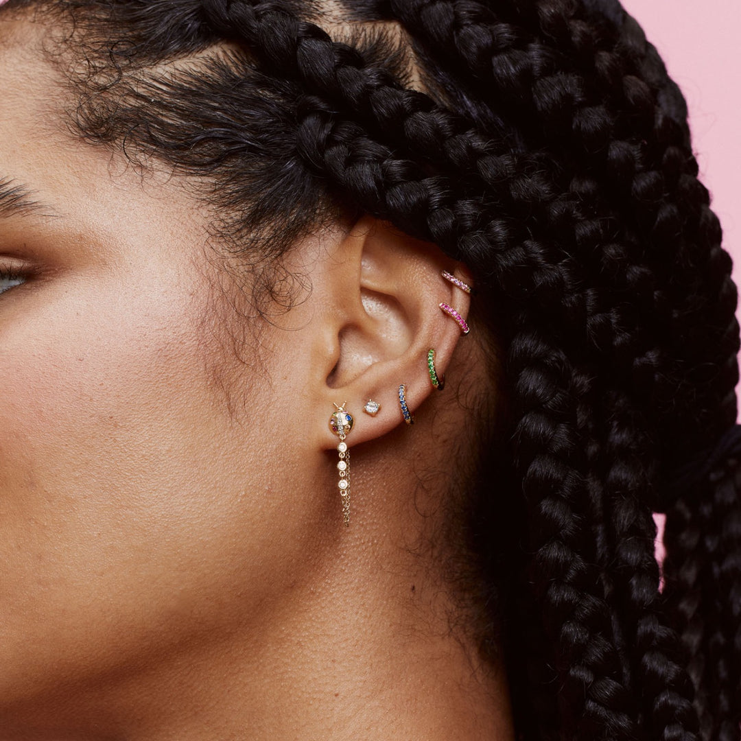 Mini Blue Sapphire Huggies- Eriness Jewelry